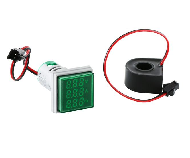 PL-AD101-22VAHZS-G - VOLTMETER+AMMTER+FREQUENCY METER SQUARE GREEN