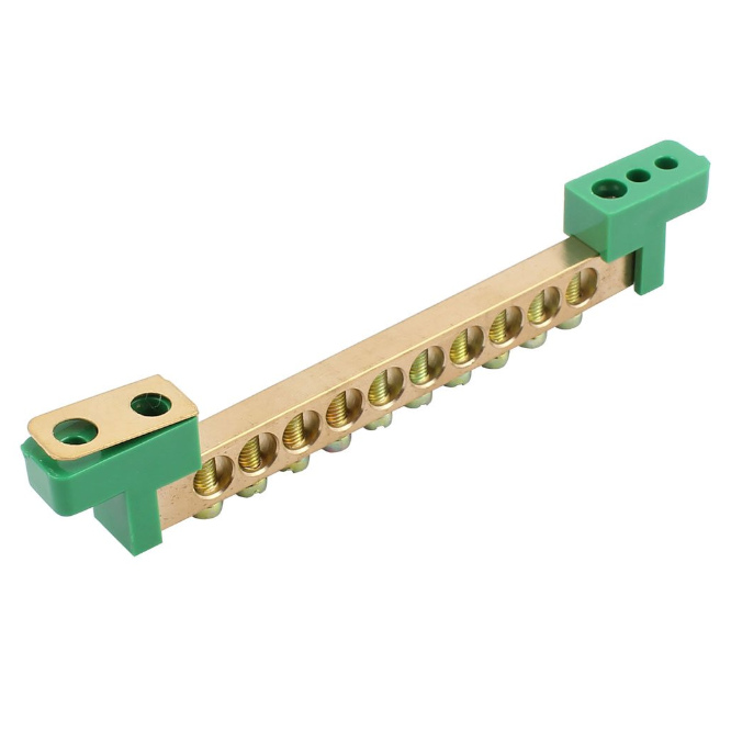 EB-BC-2-6X9-8W-GR-EXT - EARTH BRASS BUS BAR 8-WAY 6x9MM GREEN EXTENDED ...