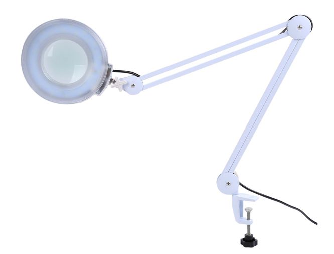 8606AL-EU-5D - CLAMP ON DESK / TABLE MAGNIFIER LED 220V X5 MAGNIFICATION