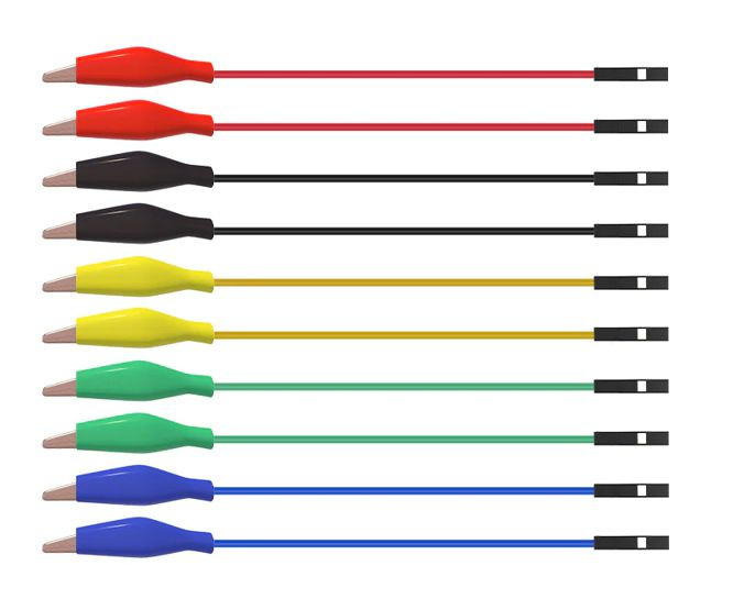 P1531 - JUMPER SOCKET TO CROC CLIP LEADS 10pcs 5-DIFF COLORS