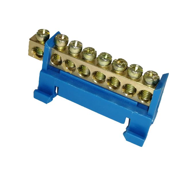 EB-KS008-BLUE - NEUTRAL BAR TERMINAL NON-INSULATED 8-POLE BLUE P/MOUNT