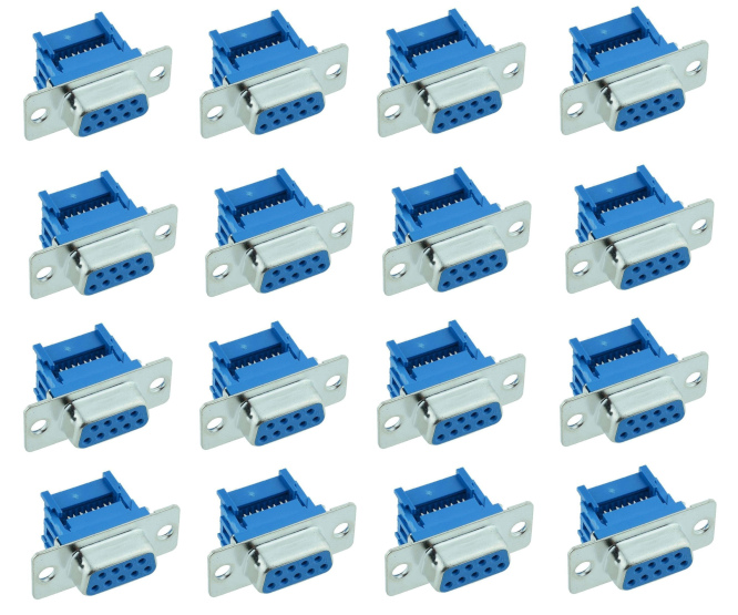 PFD09S2 - IDC SOCKET D-SUB 9W METAL MNT & W/METAL CLIP - 90P/BOX