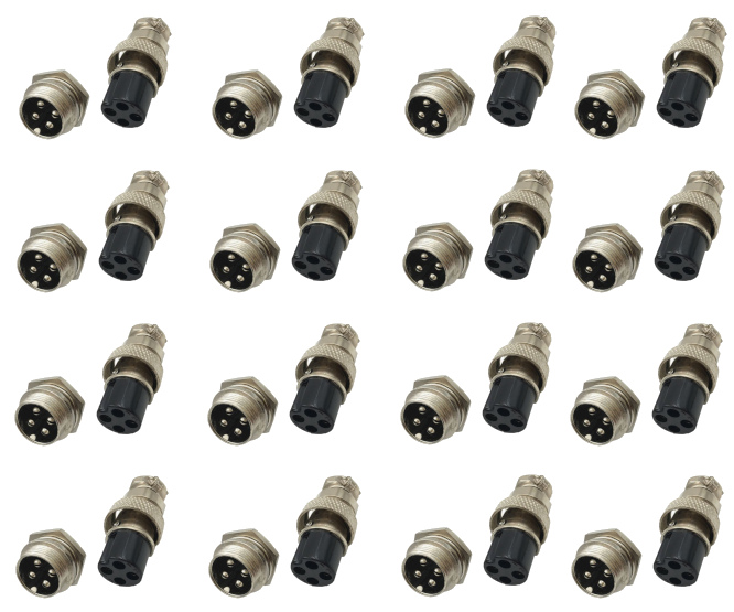 GX16-A-4PS - M16 4W MINI-MIC-PLUG AND SOCKET CONNECTOR SET - 100pcs/BAG
