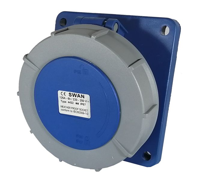 IPS-CE-4432 - SOCKET PANEL SLOPING 125A 2P + E 220V IP67