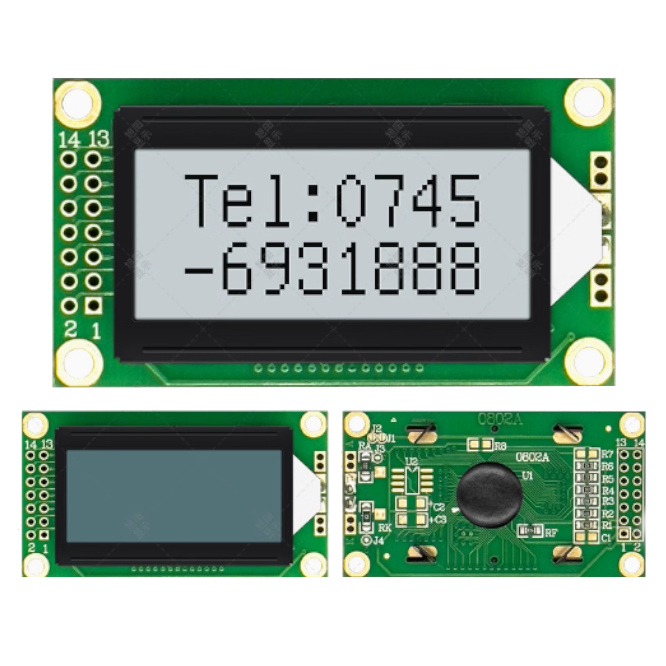 LCD0802-5V - LCD DISPLAY MODULE 2x8 5VDC 2L 8CH 58.5x32.5mm