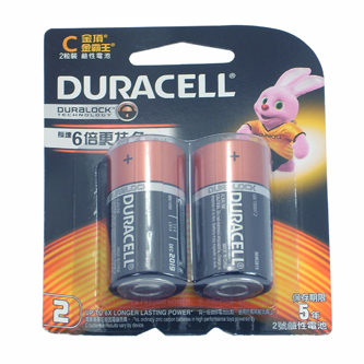 MN1400-2 - R14=C=DURACELL BATTERY 1.5V ALKALINE 2/PACK