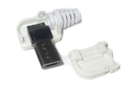 181488 - MICRO USB 5P PLUG IN WHITE HOUSING R/A - REWIREABL
