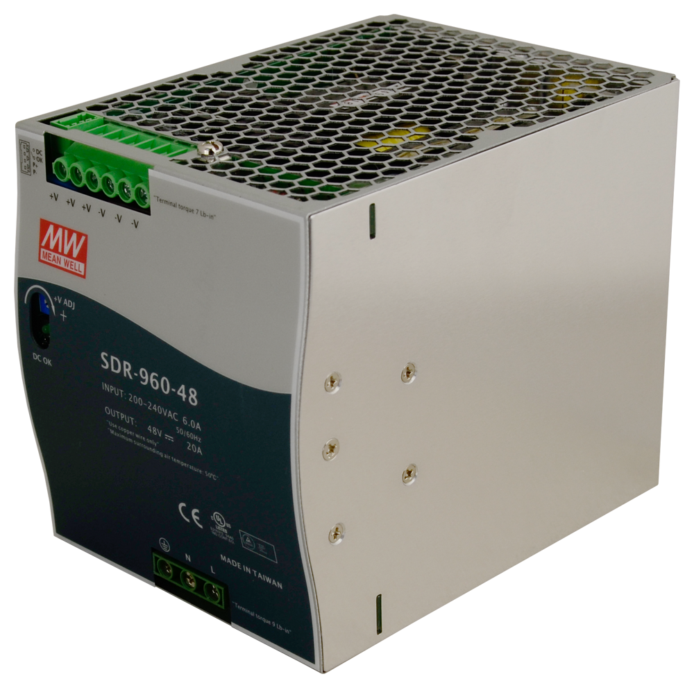 SDR-960-48 - MEAN WELL SDR Switched Mode DIN Rail Power Supply, 180 → ...