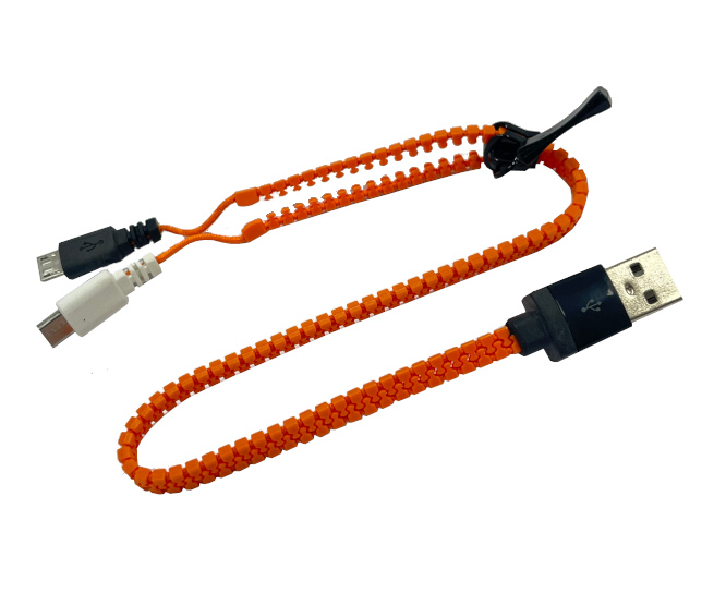 TMC-011MOR - USB 2.0 PLUG TO 2 x MICRO USB PLUG ZIP CABLE ORANGE - 300mm