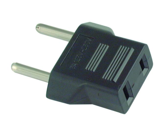 K3761 - ADAPTOR EU-US 2PIN ROUND PINS TO FLAT SOCKET