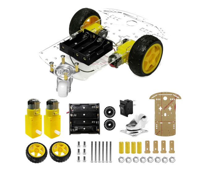 ROBOT-CHASSIS-3 - PERSPEX CHASSIS 3 WHEEL CAR ROBOT INCL WHEEL SET