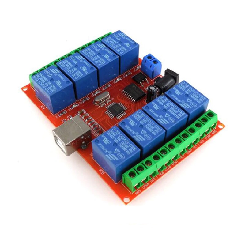 HW-554 - 8-CH USB PORT CONTROLLED RELAY 12VDC-COIL